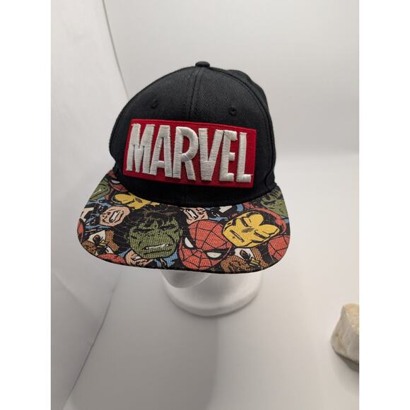 Marvel | Accessories | Marvel Snapback Hat Mens Adjustable Black Comic ...